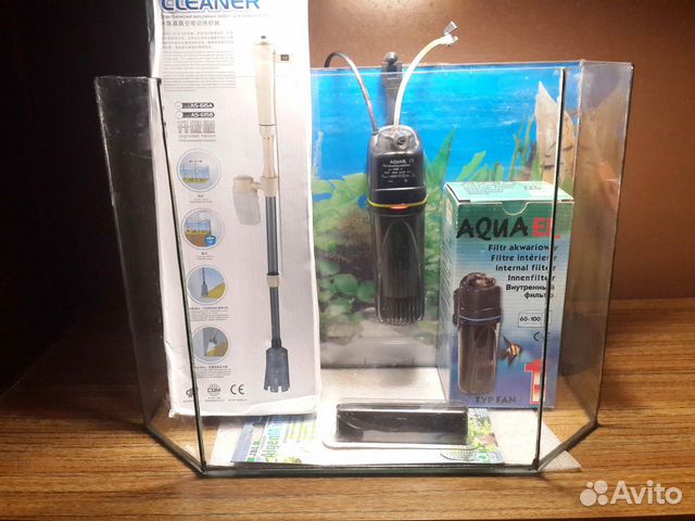 Аквариум + Фильтр Aquael Fan1 + пылесос